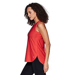 RBX Women's Mesh Tank Top Breathable Keyhole Running Tank Jacquard Mesh Dark Coral M