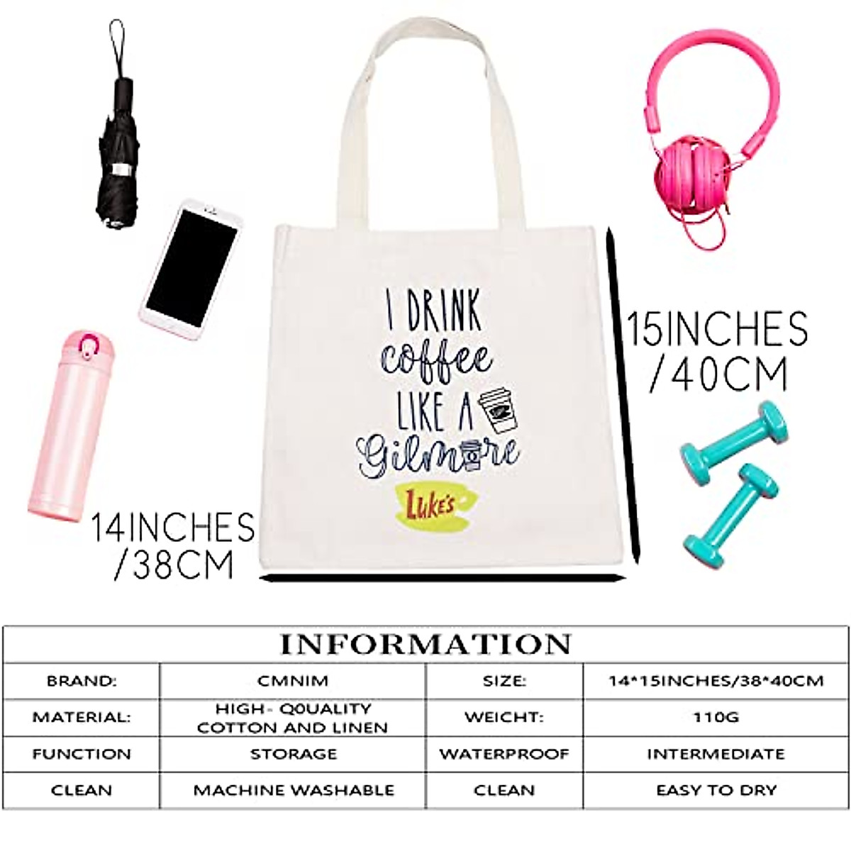 CMNIM Lukes Diner Tote Bag Girls Luke's Diner Merchandise I Drink Coffee Like a TV Show Inspired Friendship Gift for Fans (Lukes Diner Tote Bag)