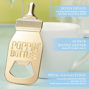 50 Pieces Bottle Opener Baby Shower Favor Cute Poppin Bottles Baby Shower Souvenirs for Guest Prize Party Winner Boy or Girl Gender Reveal Party Thank You Present Party Decoration Supplies (Blue Box)