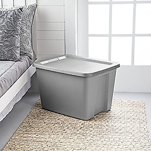 18 Gallon Plastic Storage Tote Box,Storage Bin Tote Organizing Container With Durable Lid, Stackable and Nestable Snap Lid Plastic Storage Bin,Gray,Set of 8