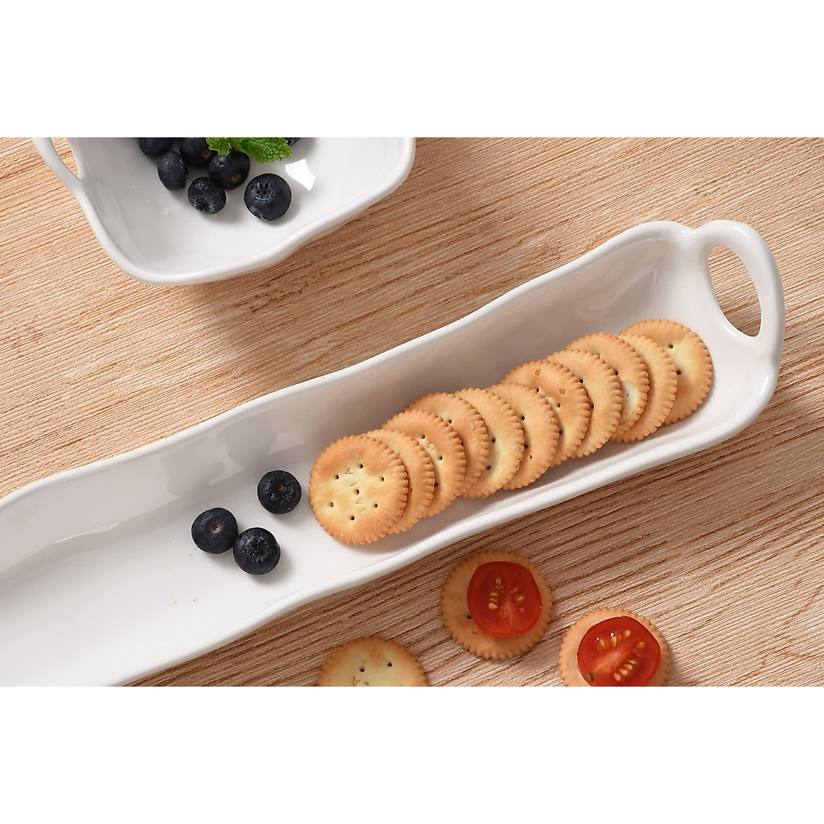 Pampa Bay Shatterproof Melamine Cracker Tray, 14.3 x 3.3 Inch, Food, Freezer, Dishwasher Safe, White