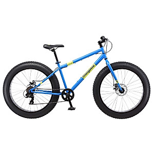 Mongoose Dolomite Fat Tire Mountain Bike, for Men and Women, 26 Inch Wheels, 4 Inch Wide Knobby Tires, 7-Speed, Adult Steel Frame, Front and Rear Brakes, Light Blue