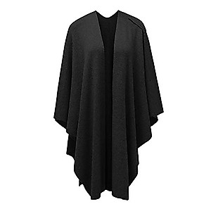 PULI Womens Large Cross Front Poncho Sweater Wrap Topper Knitted Elegant Shawls Cape for Fall Winter