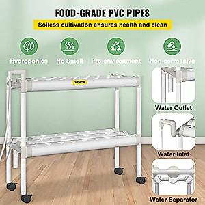 VEVOR Hydroponics Growing System, 54 Sites 6 Pipes Hydroponic System, 2 Layers Hydroponic Kit, Vertical Hydroponic Growing System with Water Pump, Pump Timer