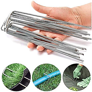 ALTRUISTIC 50Pces Landscape Staples 6 Inch Garden Staples Stakes, Fence Stakes Metal Tent Stakes Galvanized Steel Landscape Fabric Staples Sod Ground Staple Weed Barrier Stakes