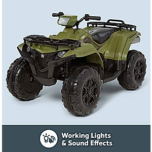 Kid Trax Yamaha ATV Toddler/Kids Electric Ride On Toy, 12 Volt, 3-7 yrs Old, Max Weight 88 lbs, Single or Double Riders, MP3 Player Input, Kodiak Green