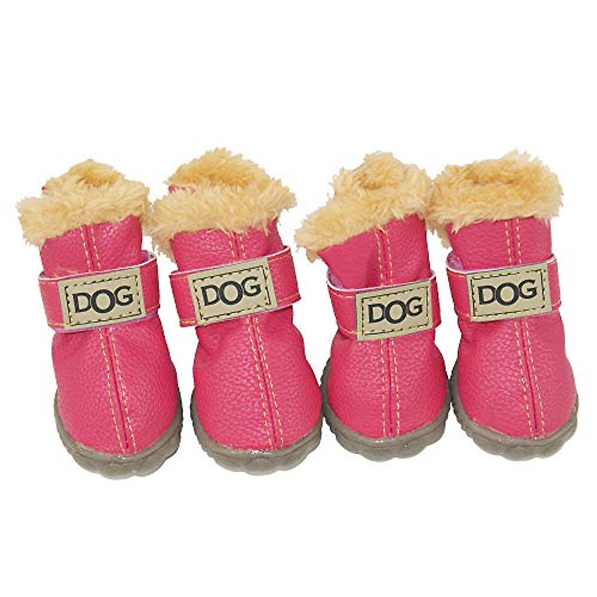 WINSOON Dog Australia Boots Pet Antiskid Shoes Winter Warm Skidproof Sneakers Paw Protectors 4 Pcs Set (Size 2, Pink)