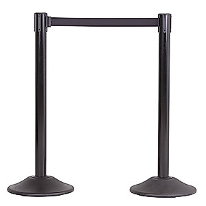 US Weight - U2102EXT Heavy Duty Premium Steel Crowd Control Stanchion with Extended 13-foot Retractable Belt, Black, Two Pack