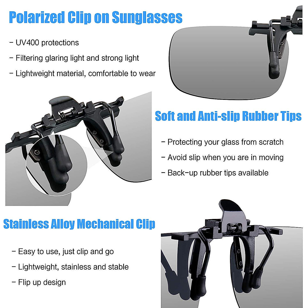 Simida Polarized Clip-on Sunglasses Anti-Glare Driving Glasses for Prescription Glasses