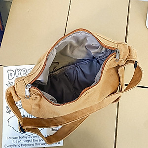 Canvas Casual Messenger Bag Hobo Crossbody Bag Canvas Shouder Tote Handbag for Women and Men, Brown