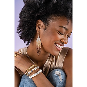 INK+ALLOY Claire Ombre Mixed Metallic 4.25-Inch Beaded Fringe Luxe Earrings Handmade Jewelry for the Modern Bohemian (Mixed Metallic)