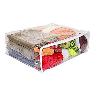 Clear Vinyl Zippered Storage Bags 22 x 18 x 7.5 Inch Set of 5