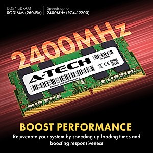 A-Tech 16GB DDR4 2400 MHz SODIMM PC4-19200 (PC4-2400T) CL17 2Rx8 Non-ECC Laptop RAM Memory Module