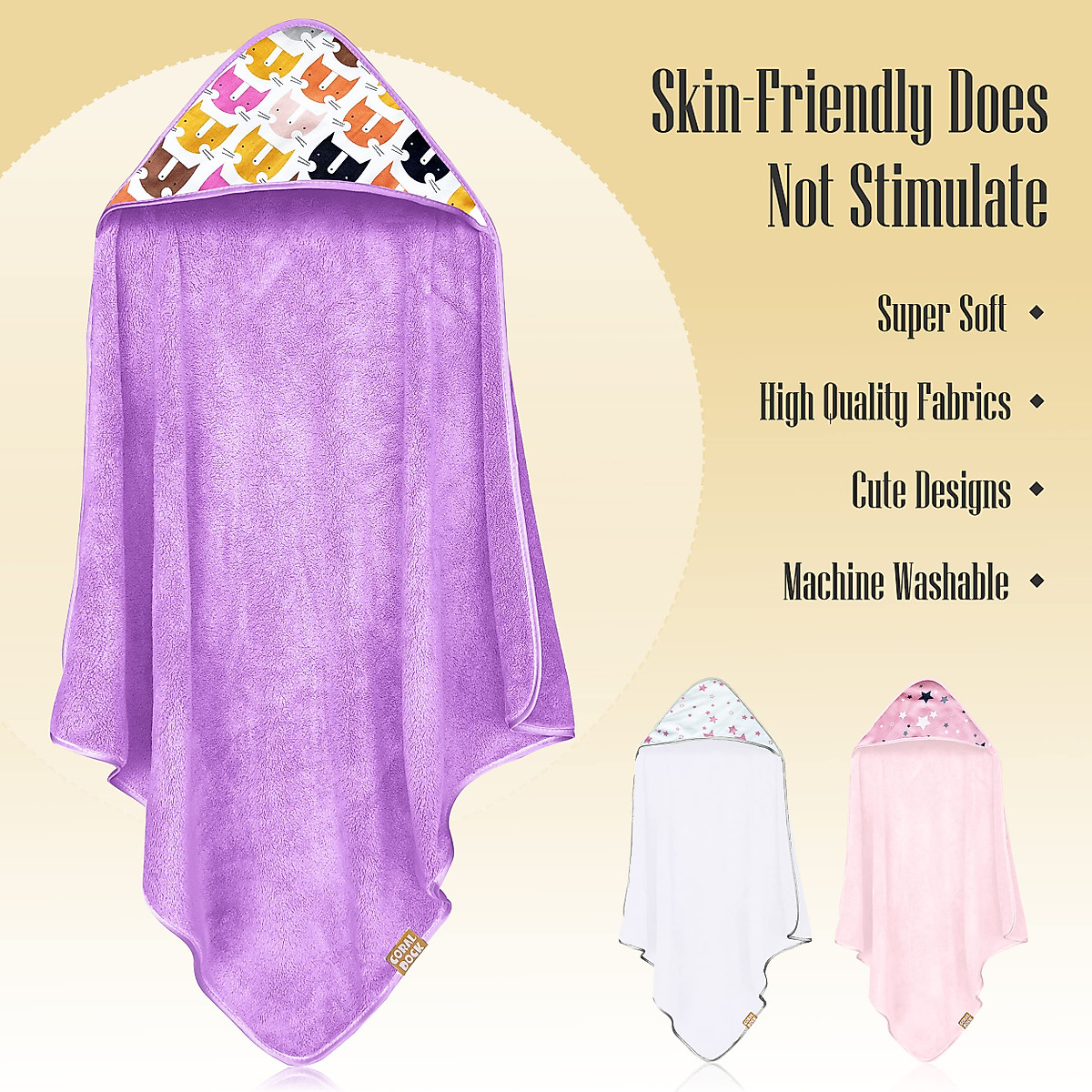 CORAL DOCK 3 Pack Baby Hooded Bath Towel Sets, Ultra Absorbent Baby Essentials Item for Newborn Boy Girl, Baby Bath Shower Towel Gifts for Infant and Toddler - Cute Pink Starry Sky