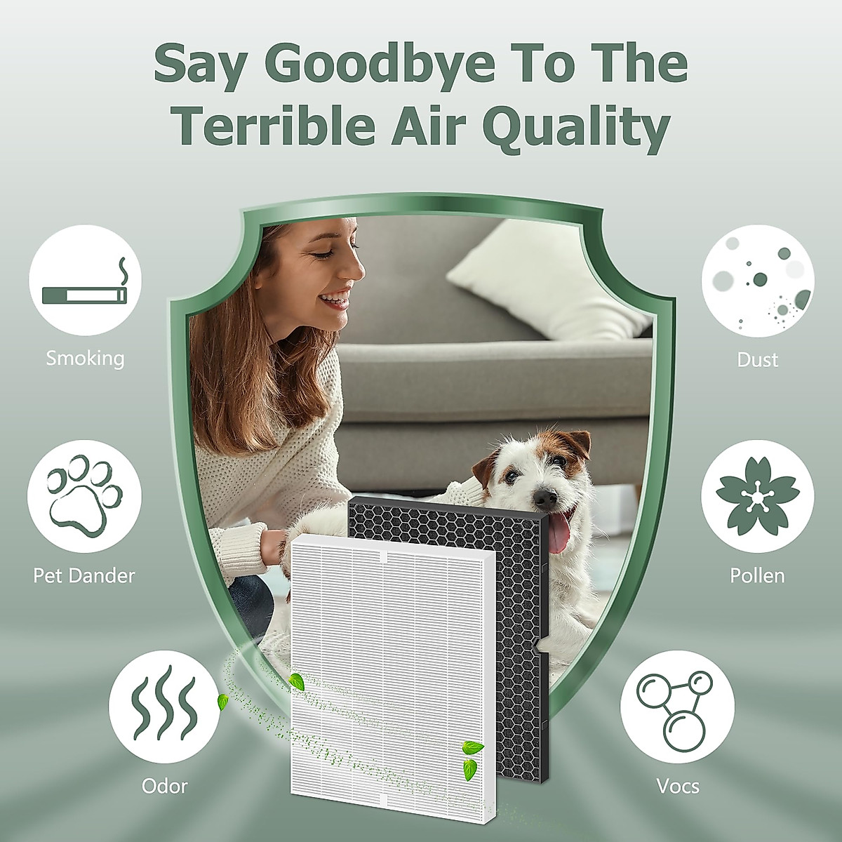 Improvedhand 116130 Filter Replacement for Winix 5500-2 and AM80 Air Puri-fier, Include 1 Set H13 True HEPA Filter and Activated Carbon Odor Filter