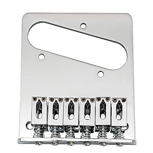 Musiclily Modern Guitar Telecaster Bridge Assembly with 6 Saddles for Fender Tele Style Electric Guitar Replacement, Chrome