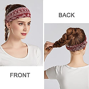 YONUF Boho Headbands For Women Fashion Wide Headband Yoga Workout Head Bands Hair Accessories Band 6 Pack