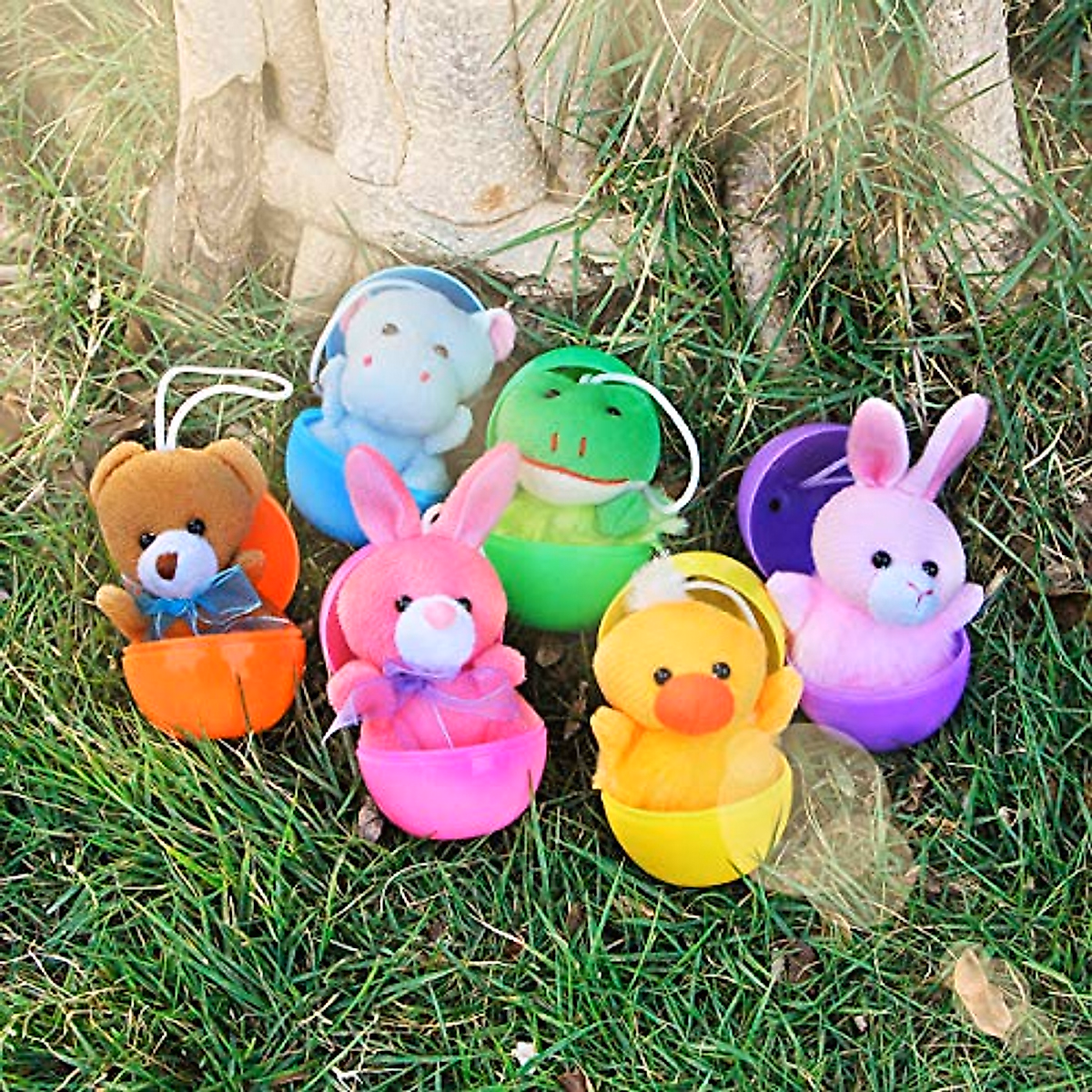 Aitbay 30 Pack Mini Plush Animals Toys Set, Cute Small Stuffed Animal Keychain Set for Party Favors, Goodie Bag Fillers, Carnival Prizes, Classroom Rewards, Kids Valentine Gift Easter Egg Filter