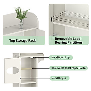 MUUEGM Over The Toilet Storage Cabinet with Barn Doors, 32.3''W Over The Toilet Shelf with Toilet Paper Holder, Bathroom Organizers and Storage Over Toilet with Adjustable Bottom Bar, White