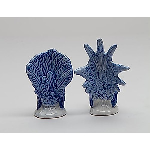 Fine Ceramic Dutch Blue Country Farmhouse Rooster & Hen Salt & Pepper Shakers Set, 3-1/2" H