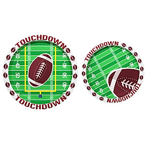 Football Party Supplies Kit - Serve 25, Includes Dinner & Dessert Plates, Napkins, Cups, Tablecloth - Perfect for Football Birthday & Gameday Tailgate Parties