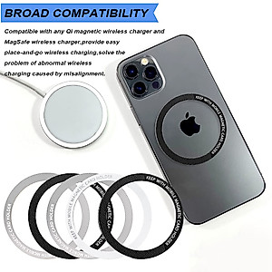 12 Pcs Magnetic Wireless Charging Metal Ring with Sticker, Universal Ultra Thin Notched and Round Alphabet Ring Conversion Kit Compatible with MagSafe iPhone 13 12 Pro Mini Max Galaxy S21, 3 Colors