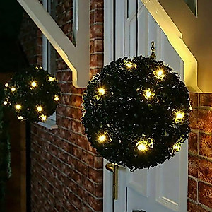 Beaupretty Solar Grass Ball Light Decorative Grass Balls Green Solar Lights Outdoor Artificial Topiary Plant Round Grass Flower Garland Decorations Garden Solar Lamp Warm White Plastic Lob