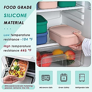 Keweis Silicone Food Storage Container, 47Oz Bento Lunch Box Silicone Containers with Lids, Hard-Shell Silicone, Airtight, Microwave, Dishwasher and Freezer Safe (Green)