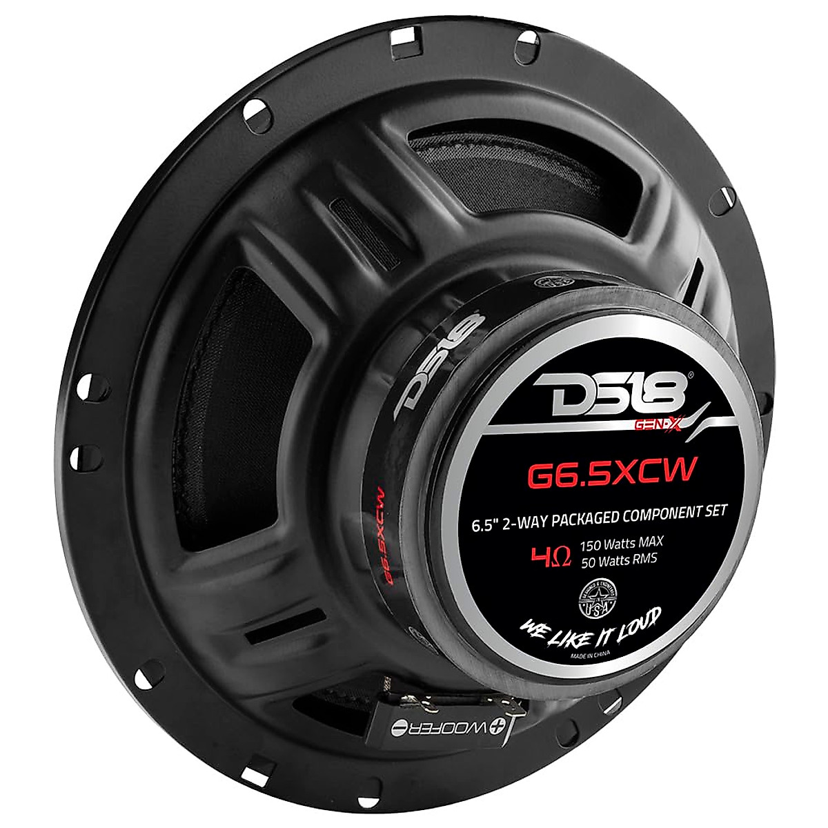 DS18 GEN-X6.5C Component Set - 6.5", 2-Way, 150W Max, 50W RMS, Black Paper Cone, Tetorn Dome Tweeters, 4 Ohms - Clarity Unparalled by Other Speakers in Their Class (2 Speakers)