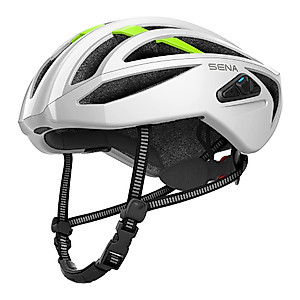 Sena R2X Smart Road Cycling Helmet with Alexa Built-in and Mesh Intercom (Matte White, Large)
