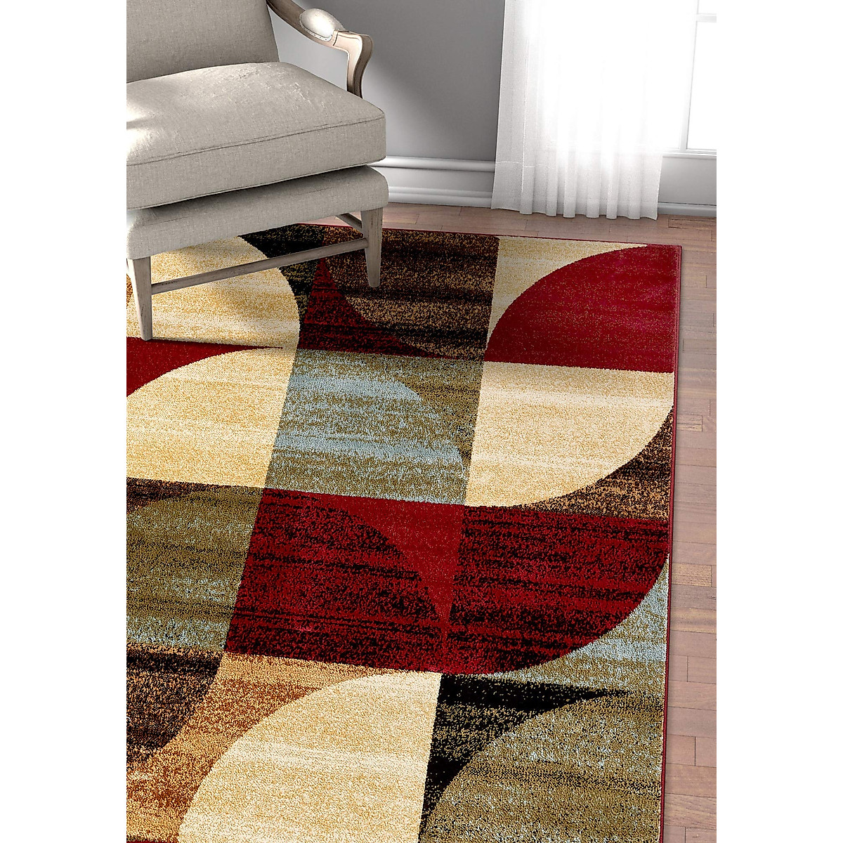 Well Woven Barclay Collection Bowery Art Deco Ivory 4x5 Area Rug - for Entryways, Small Bedrooms, Living Rooms