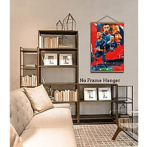 Soccer Superstar Kylian Mbappe Poster, Soccer Player Art Print, Kylian Mbappe Wall Art, Inspirational Football Star Canvas Poster for Boy's Room Man Cave Office Decor, Sports Poster, 16"x24"-No Frame