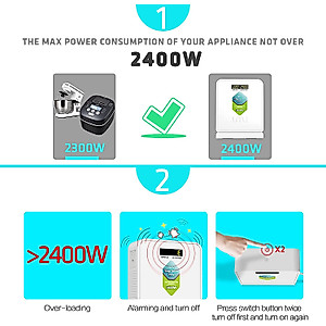 UMI 2000W 2400W Step Down Voltage 220v to 110v Converter, Heavy Duty Power Converter 220V to 110V, Good Transformer for Overseas, Step Down Converter 220V to 110V - US to Europe Voltage Converter