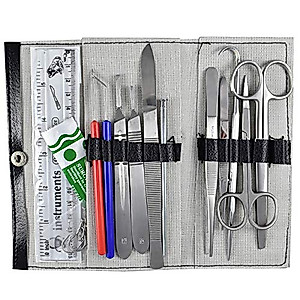 Comprehensive Dissecting kit for Biology, Anatomy and Veterinary Students, 15 PCs in Leatherette Case, Ideal for in-Lab and Home Schooling Dissection Learning