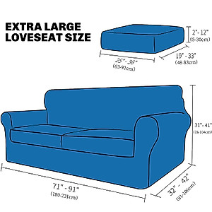 XINEAGE 2024 Newest 3 Pieces Couch Covers for 2 Extra Large Cushion Sofa Super Stretch Sofa Cover for 2 Large Seat Universal Loveseat Slip Cover for Living Room (Light Gray), 71"-91"(2 Cushions)