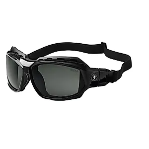 Ergodyne - 56033 Skullerz Loki Convertible Anti-Fog Safety Sunglasses, Smoke Lens- Includes Gasket and Strap to Convert to Goggle Anti-fog Smoke Lens, Black Frame