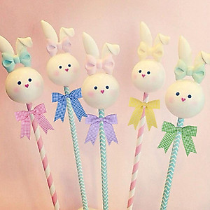 Meseey 50 Pcs 3 Inches Gingham Ribbon Twist Tie Bows Pink/Purple/Blue/Yellow/Green Buffalo Check Ribbon Pretied Bows Premade Craft Bows for Gift Wrapping Basket Wedding Baby Shower Brithday Party