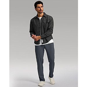 Soothfeel Men's Golf Pants with 5 Pockets Slim Fit Stretch Sweatpants Casual Travel Dress Work Pants for Men (Ink Grey, L)
