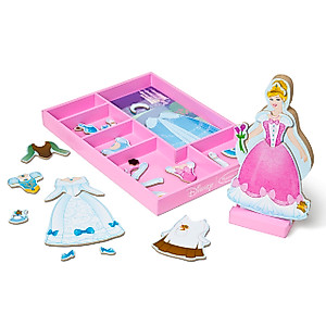 Melissa & Doug Disney Cinderella Magnetic Dress-Up Wooden Pretend Play Set (30+ pcs) - Toys, Princess Dress Up Doll For Preschoolers And Kids Ages 3+