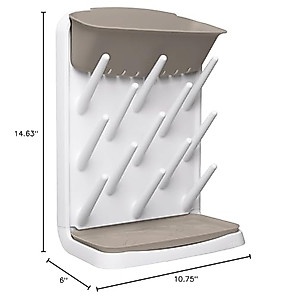 Ubbi Vertical Baby Bottle Drying Rack, Space Saving Countertop Drying Rack Baby Accessory, Taupe