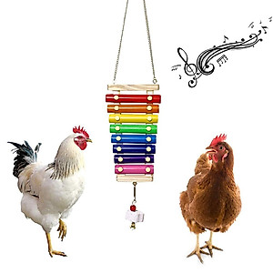 Wooden Xylophone, Hen Suspended Xylophone, A Beautiful Sound Bright Colors Crisp Sound for Chickens Parrots Lawn Yards