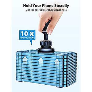 VICSEED Upgraded Magnetic Phone Mount for Car, [Big Rear Mirrors Friendly] Rear View Mirror Phone Holder, Strong Magnet Cell Phone Holder Car Cradle Hands Free Car Mount Fit All Mobiles & Vehicles