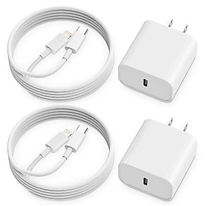 [Apple MFi Certified] iPhone Fast Charger, 2Pack 20W PD Type C Wall Charger Block with 6FT USB-C to Lightning Cables Compatible with iPhone 14/13/ 12/11/ XS/XR/X/ 8 Plus/iPad
