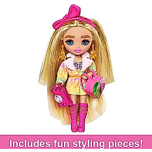 Barbie Extra Minis Travel Doll with Safari Fashion, Barbie Extra Fly Small Doll, Animal-Print Outfit with Accessories