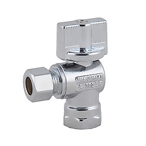 LD Valve- 1/4 Turn Angle Stop Valve 3/8-in FIP Iron Pipe x 3/8-in OD Compression,Quarter Turn LF Chrome Plated Brass Water Shut Off Angle Valve for Faucet or Toilet Installation(2-Pack)