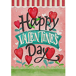 Covido Home Decorative Happy Valentine's Day Love Garden Flag, Pink Heart Yard Anniversary Outside Decorations, Wedding Engagement Outdoor Small Decor Double Sided 12x18
