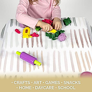 JumpOff Jo – Baby Splat Mat for Under High Chair,– Washable Waterproof Baby Floor Mat for Arts and Crafts Playtime and Dining Table or Booster Seat, Reusable Fabric 51"x51" - Dashes