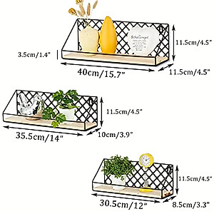 Sziqiqi Floating Shelves for Wall Storage Mounted Shelf-Set of 3 Rustic Wood Wall Shelving for Bathroom Bedroom Kitchen Living Room Office Plant Book (Black)