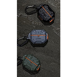 URBAN ARMOR GEAR UAG Designed for AirPod Case Silver Orange (3rd Generation, 2021) Durable Protective Soft-Touch Silicone with Detachable Carabiner, Pathfinder