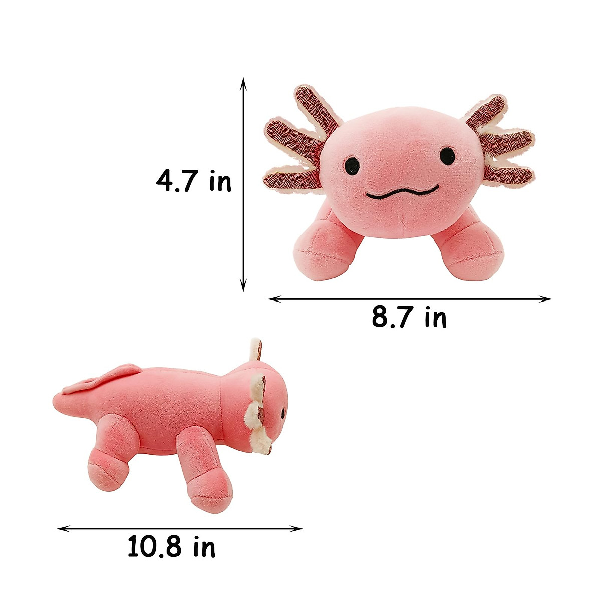 1Pcs Axolotl Plush Toys,10.8 Inch Lovely Soft Stuffed Pillow Dolls Toy Home Decoration for Kids Toddler Adult, Cute and Cuddly Axolotl Stuffed Animal Figure Gifts Christmas Halloween Birthday(Pink)
